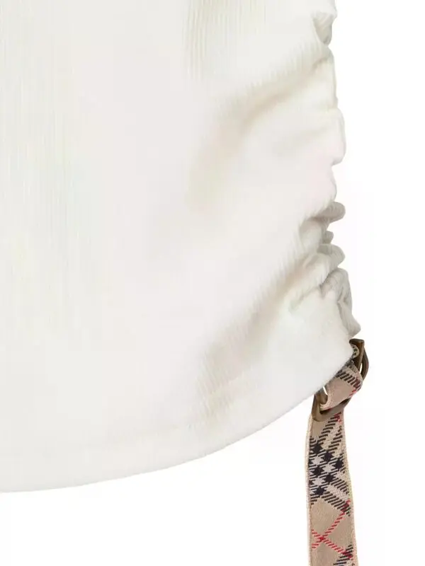 Burberry Rib-knit Tank Top With Check Straps - Neutrals