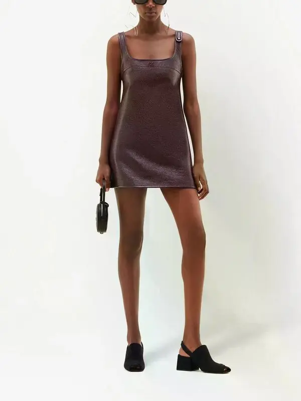 COURREGES Reedition Vinyl Mini Dress - Brown