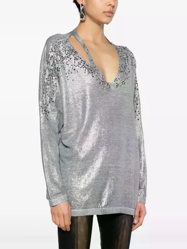 Avant Toi Crystal-embellished V-neck Jumper