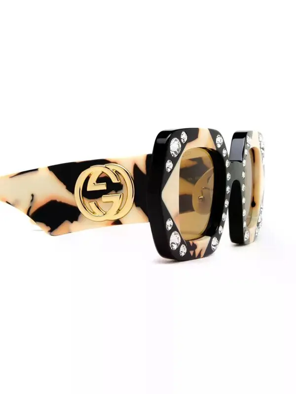 Gucci Crystal-embellished Square-frame Sunglasses