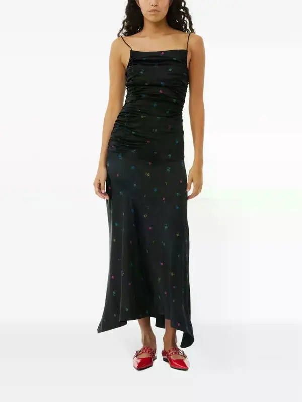 GANNI Ruched Slip Dress