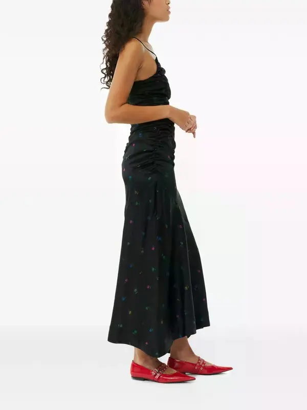 GANNI Ruched Slip Dress