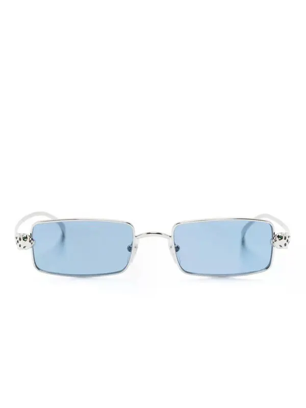 Cartier Panthère De Rectangle-frame Sunglasses - Silver