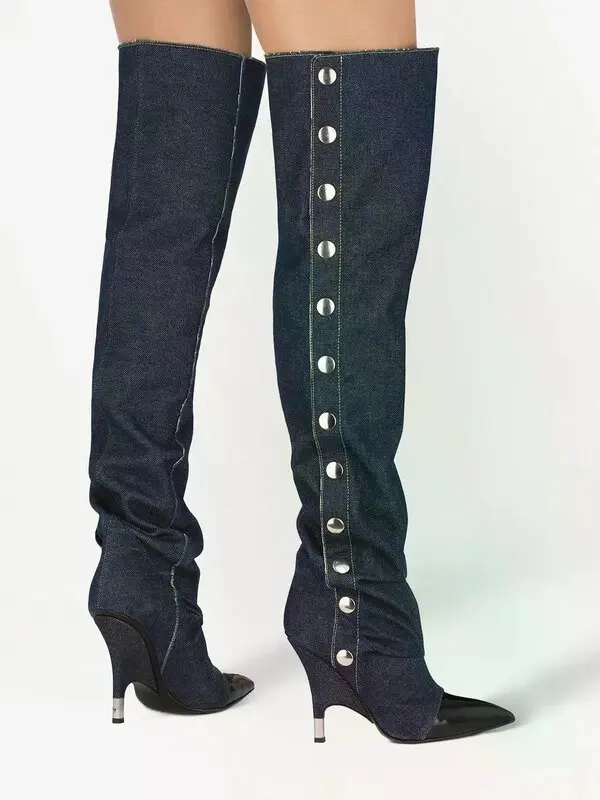GIUSEPPE ZANOTTI Harper Denim Knee-high Boots