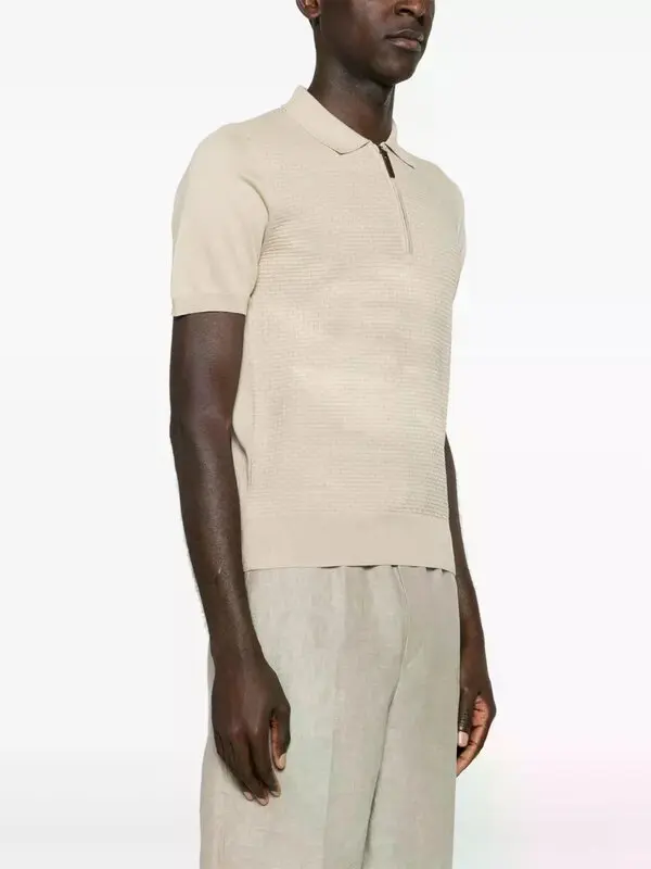 Canali Zip-up Cotton Polo Shirt