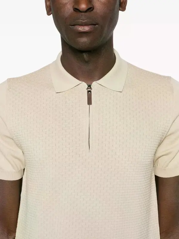 Canali Zip-up Cotton Polo Shirt