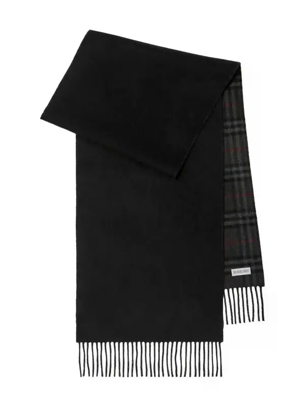 Burberry Checked Reversible Cashmere Scarf - Black