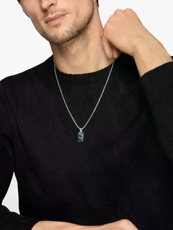David Yurman Sterling Pietersite Chevron Tag
