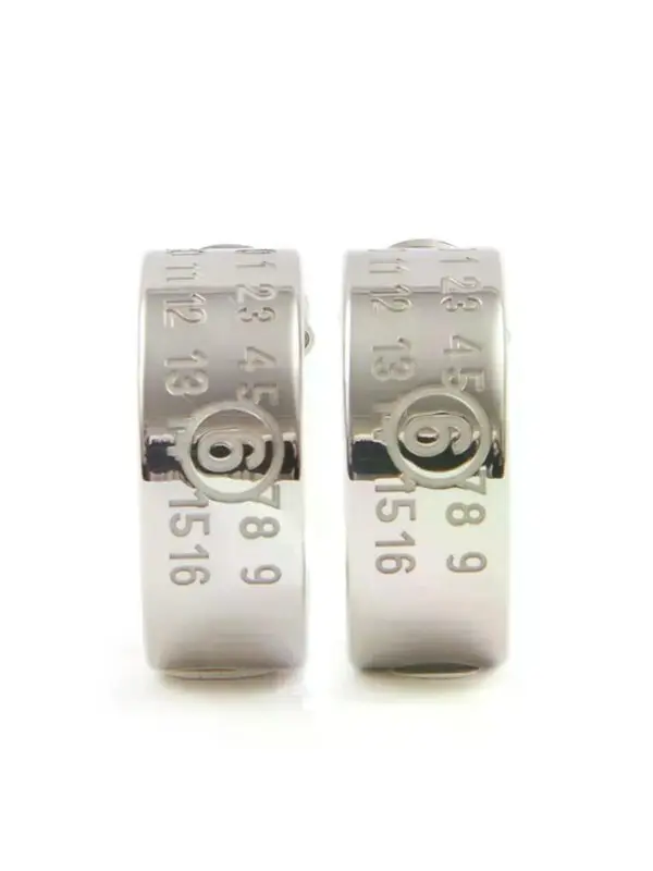 MAISON MARGIELA Numeric Engraved Hoop Earrings - Silver