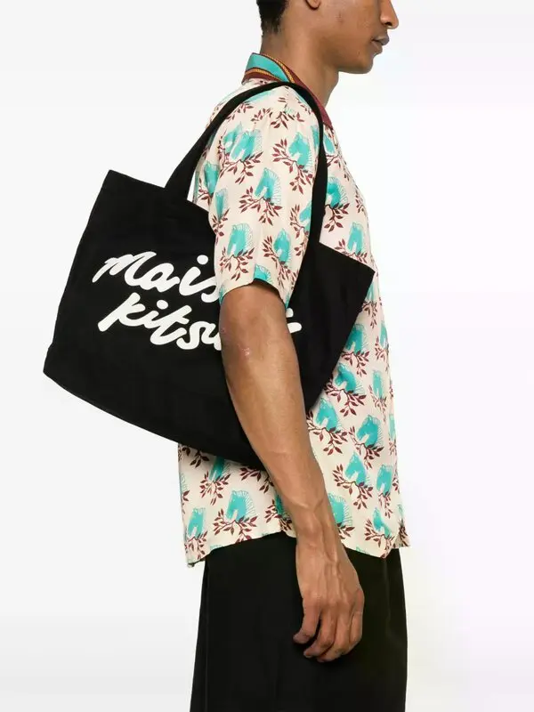 Maison Kitsuné Logo-print Tote Bag - Black