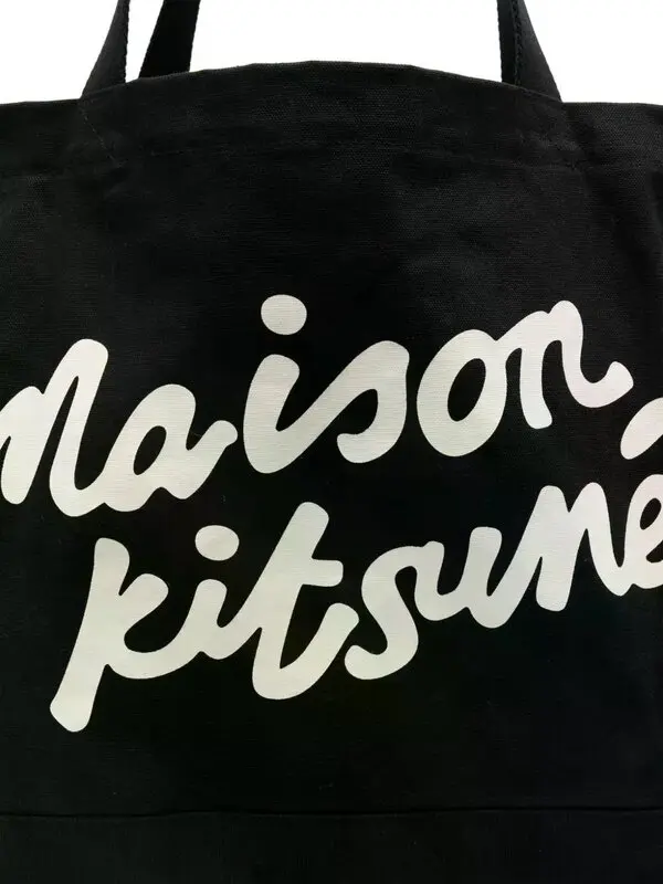 Maison Kitsuné Logo-print Tote Bag - Black
