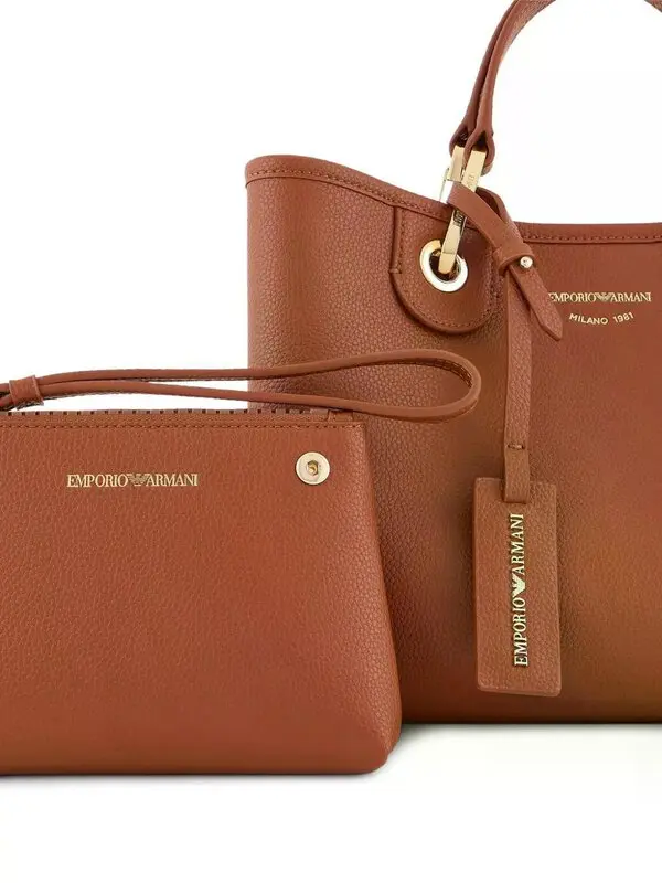 Emporio Armani Leather Tote Bag - Brown
