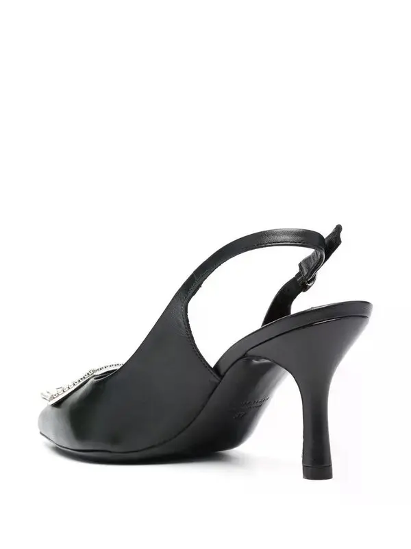 Philipp Plein Hexagonal-detail Leather Slingbacks