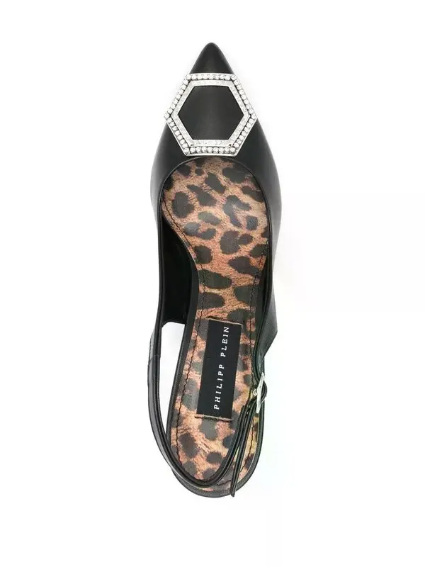 Philipp Plein Hexagonal-detail Leather Slingbacks