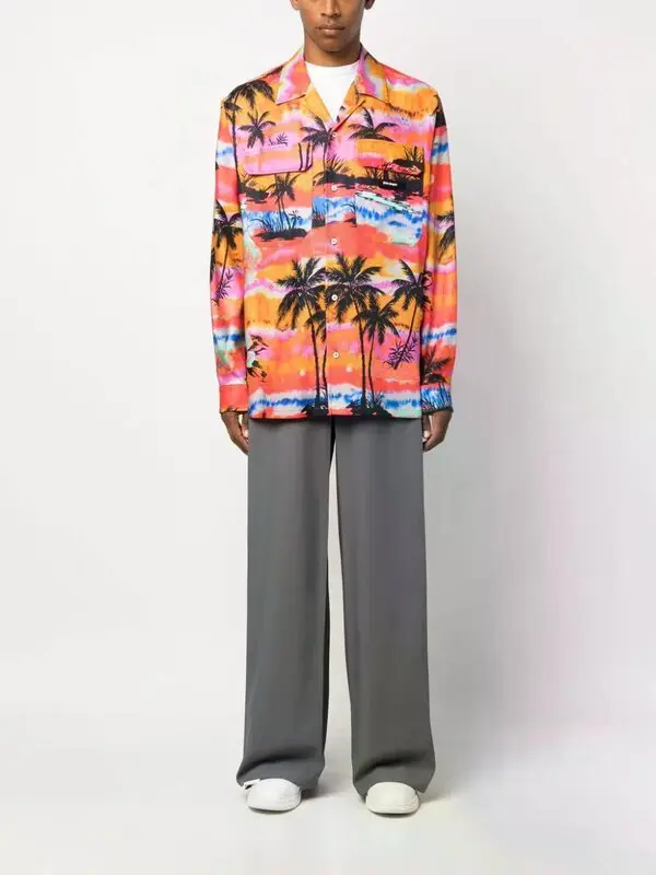 Palm Angels Psychedelic Palms-print Shirt - Orange