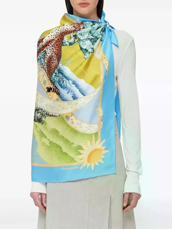 FERRAGAMO Day & Night Print Silk Scarf