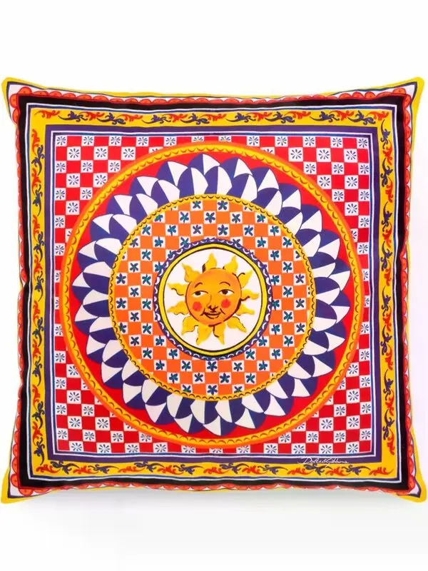Dolce & Gabbana Small Carretto-print Duchesse Cotton Cushion - Red