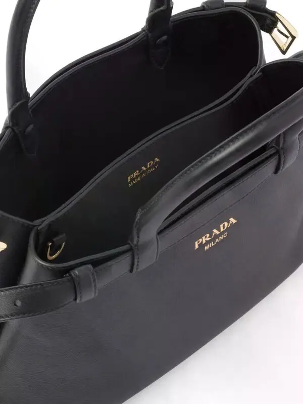 Prada Buckle Tote Bag - Black