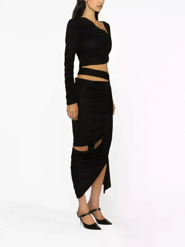 ANDREĀDAMO Draped Asymmetric Cropped Top