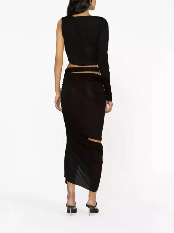 ANDREĀDAMO Draped Asymmetric Cropped Top