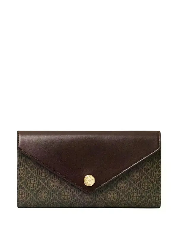 Tory Burch T-monogram Coated Canvas Envelope Wallet - Brown