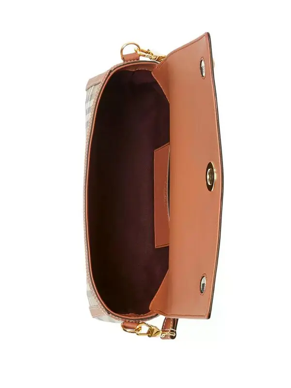 Burberry Check-pattern Top Handle Bag - Brown