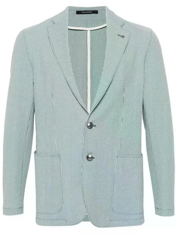 Tagliatore Striped Single-breasted Blazer - Green