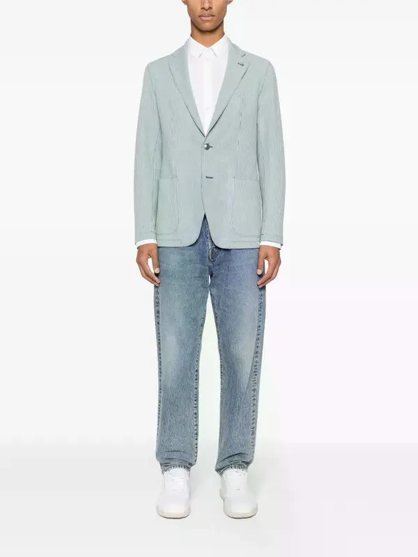 Tagliatore Striped Single-breasted Blazer - Green