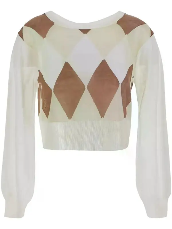 BALLANTYNE Diamond Pattern Cropped Jumper - White