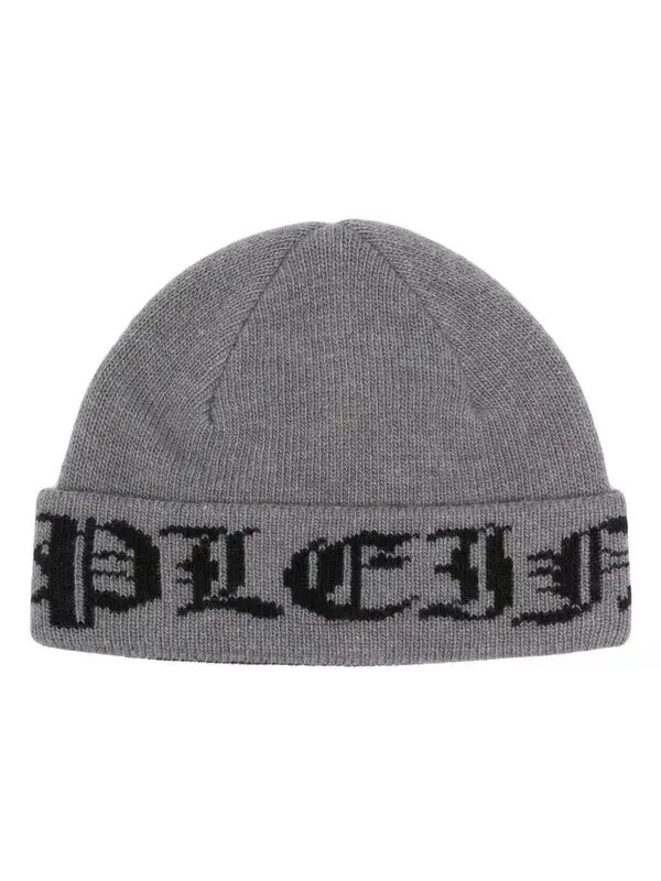 Philipp Plein Gothic Plein Wool Beanie Hat - Grey