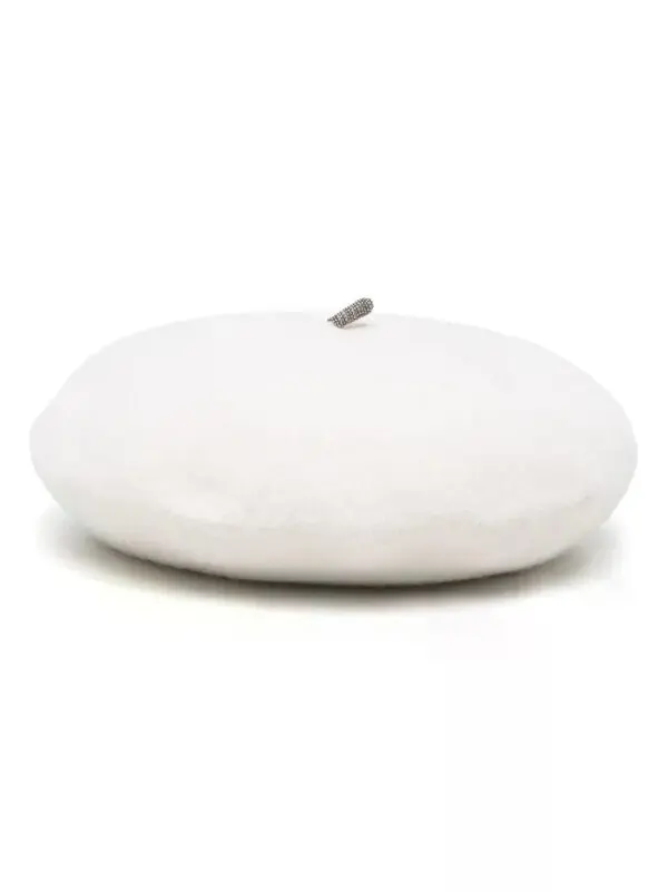 Brunello Cucinelli Monili-embellished Wool Cap - White