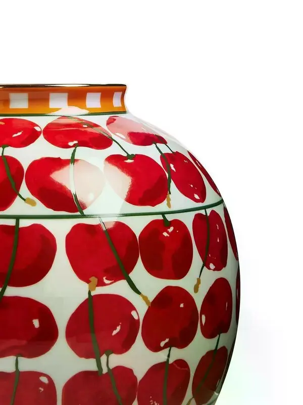 La DoubleJ Bubble Cherries Avorio-print Vase