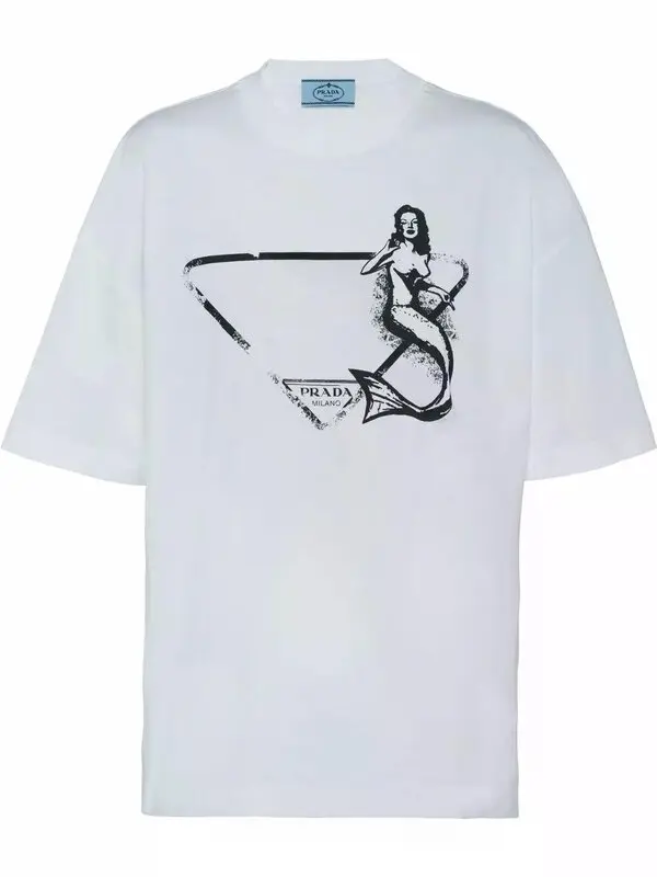 Prada Mermaid-print Jersey T-shirt - White