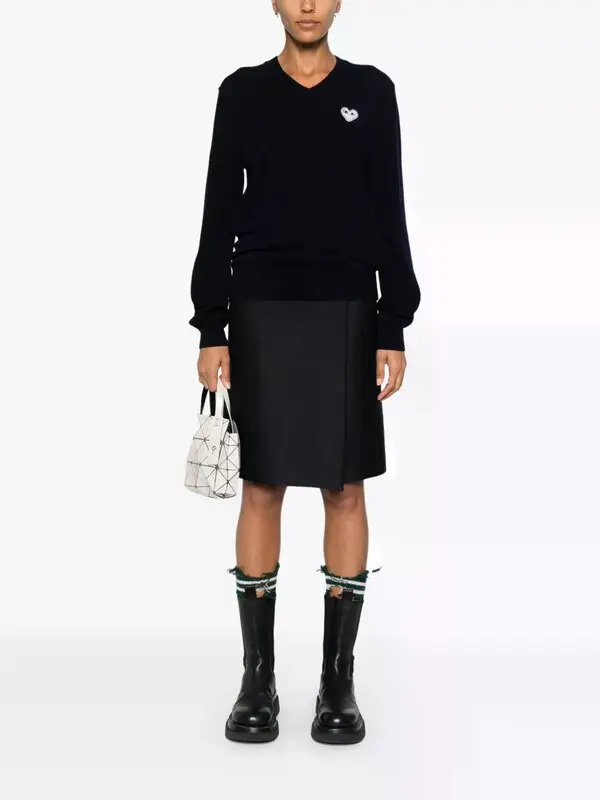 Play Comme Des Garcon Heart-embroidered Sweater