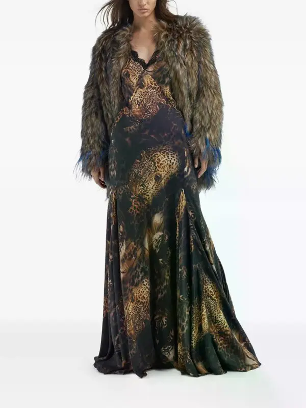 Roberto Cavalli Feather-effect Faux Fur Coat