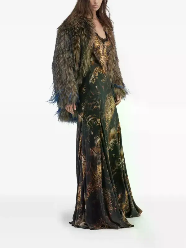 Roberto Cavalli Feather-effect Faux Fur Coat