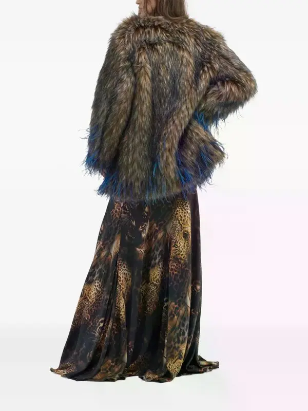Roberto Cavalli Feather-effect Faux Fur Coat