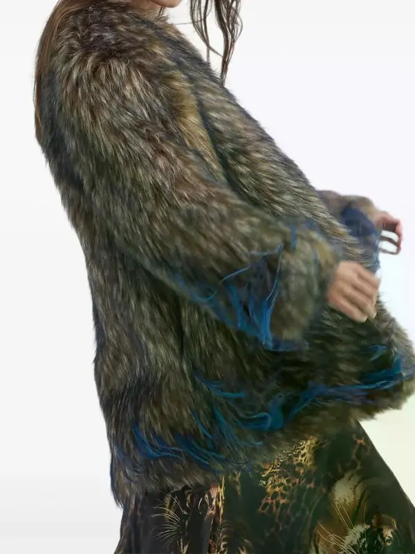 Roberto Cavalli Feather-effect Faux Fur Coat