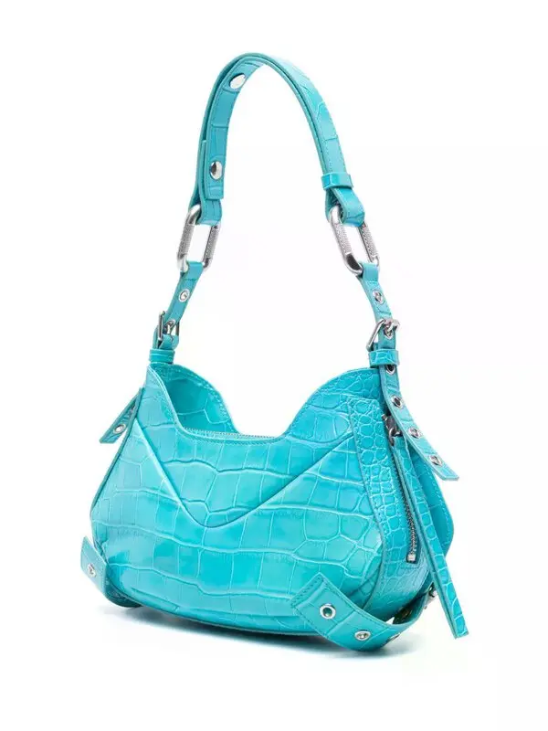 BIASIA Crocodile-embossed Leather Shoulder Bag