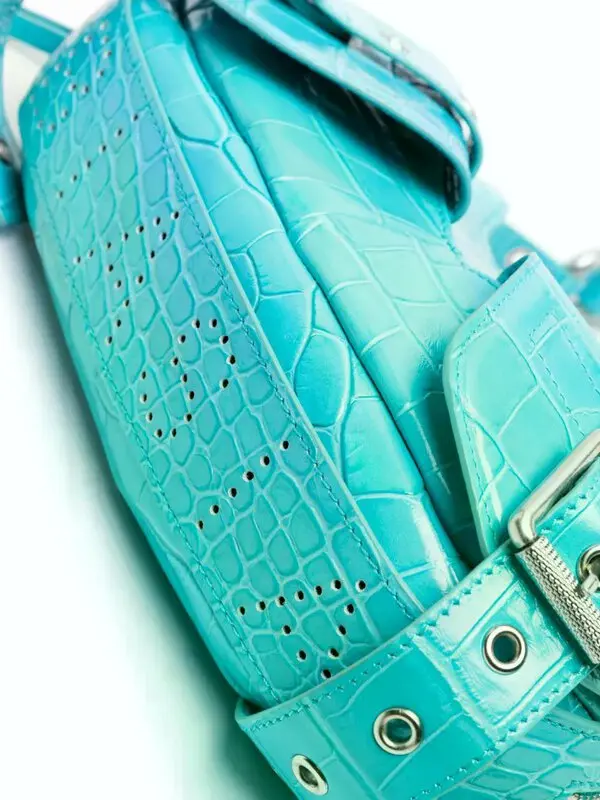 BIASIA Crocodile-embossed Leather Shoulder Bag