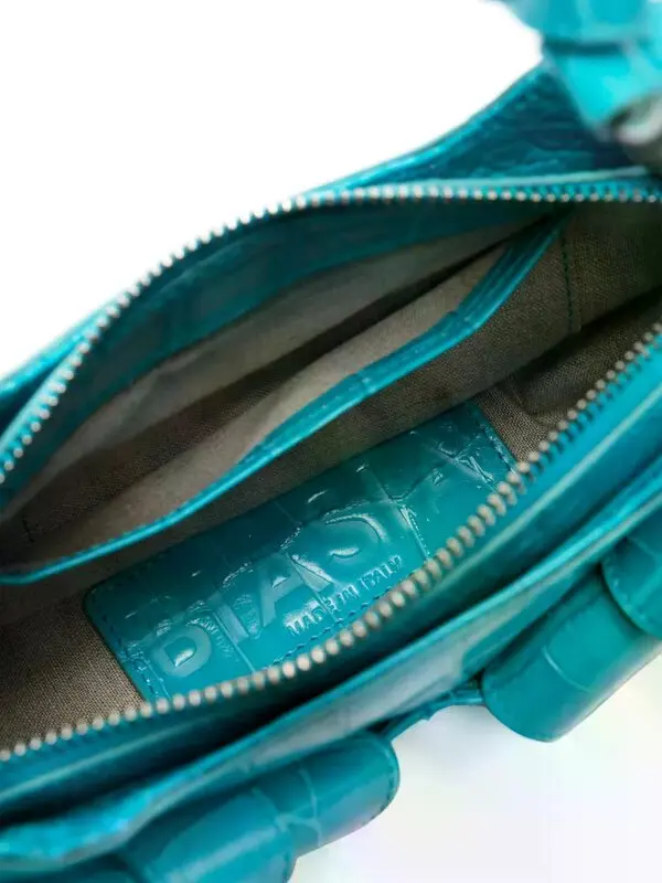 BIASIA Crocodile-embossed Leather Shoulder Bag