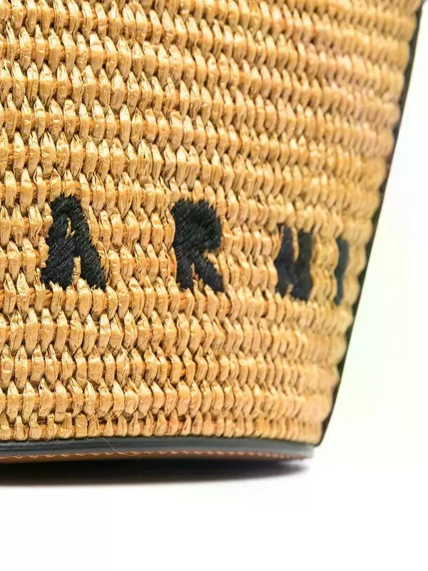 Marni Micro Tropicalia Logo-embroidered Bag - Brown