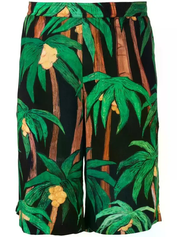 ENDLESS JOY Palm Tree-print Bermuda Shorts - Black