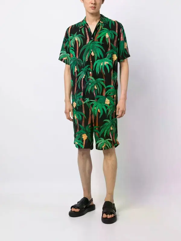 ENDLESS JOY Palm Tree-print Bermuda Shorts - Black