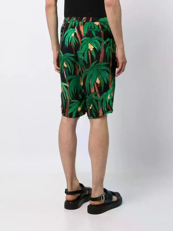 ENDLESS JOY Palm Tree-print Bermuda Shorts - Black
