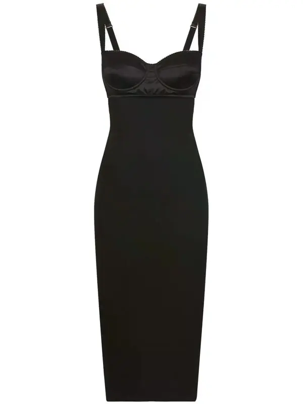 Dolce & Gabbana Sleeveless Bustier Midi Dress - Black
