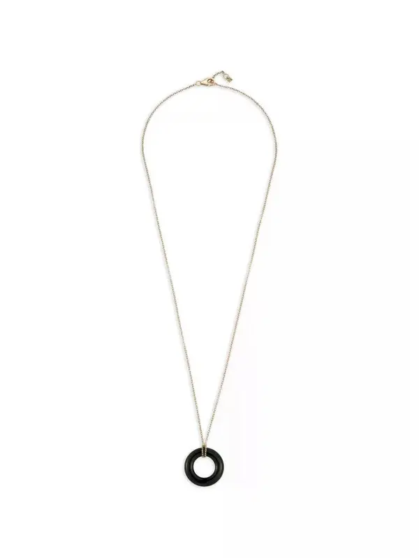 Mateo Door Knocker Donut Onyx And Diamond Necklace - Black