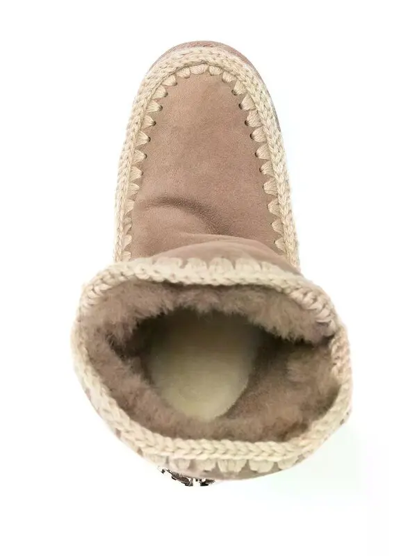 Mou Suede Wedge Short Boots - Brown