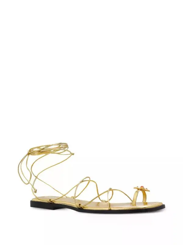 NODALETO Tone Leather Strappy Sandals With Tie Fastening