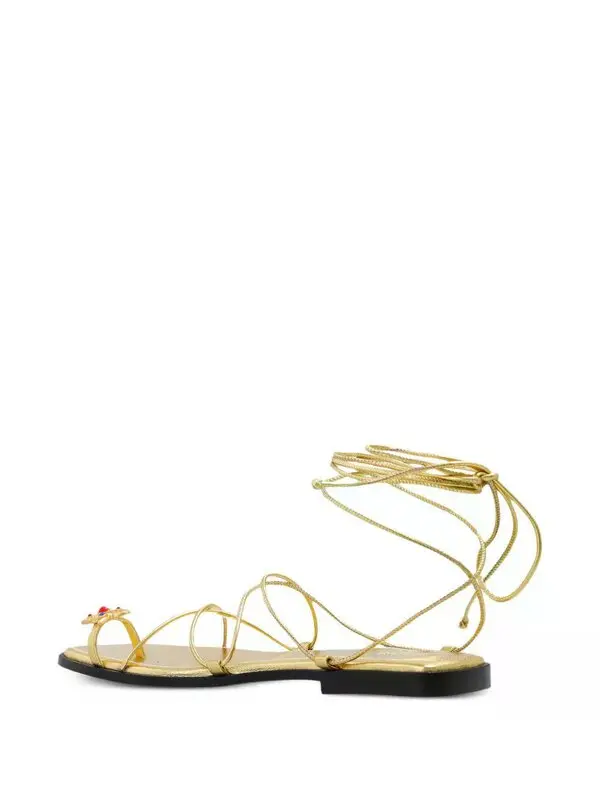 NODALETO Tone Leather Strappy Sandals With Tie Fastening